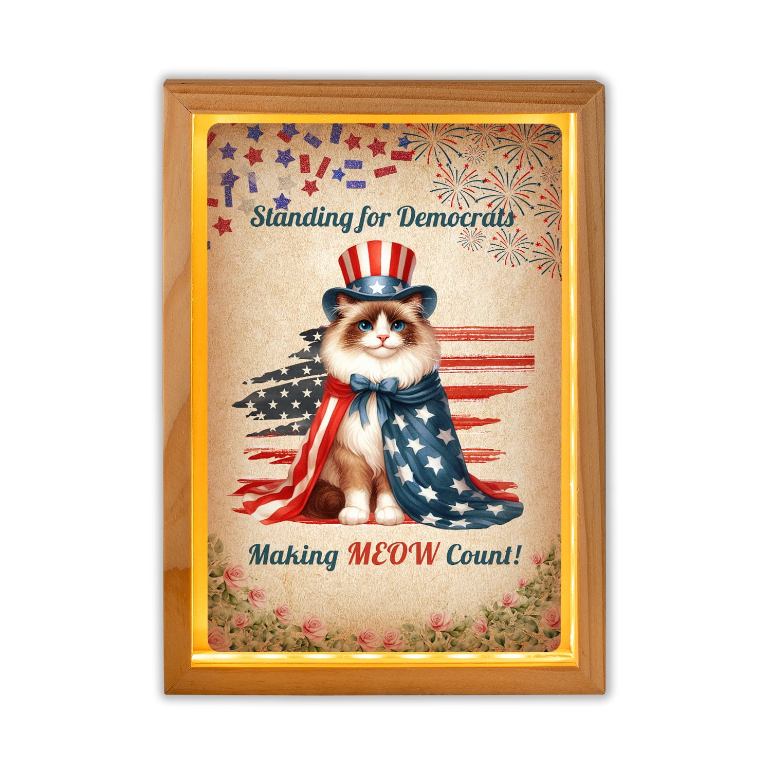 Democratic Ragdoll Cat Making Meow Count Election 2024 Acrylic Plaque ...