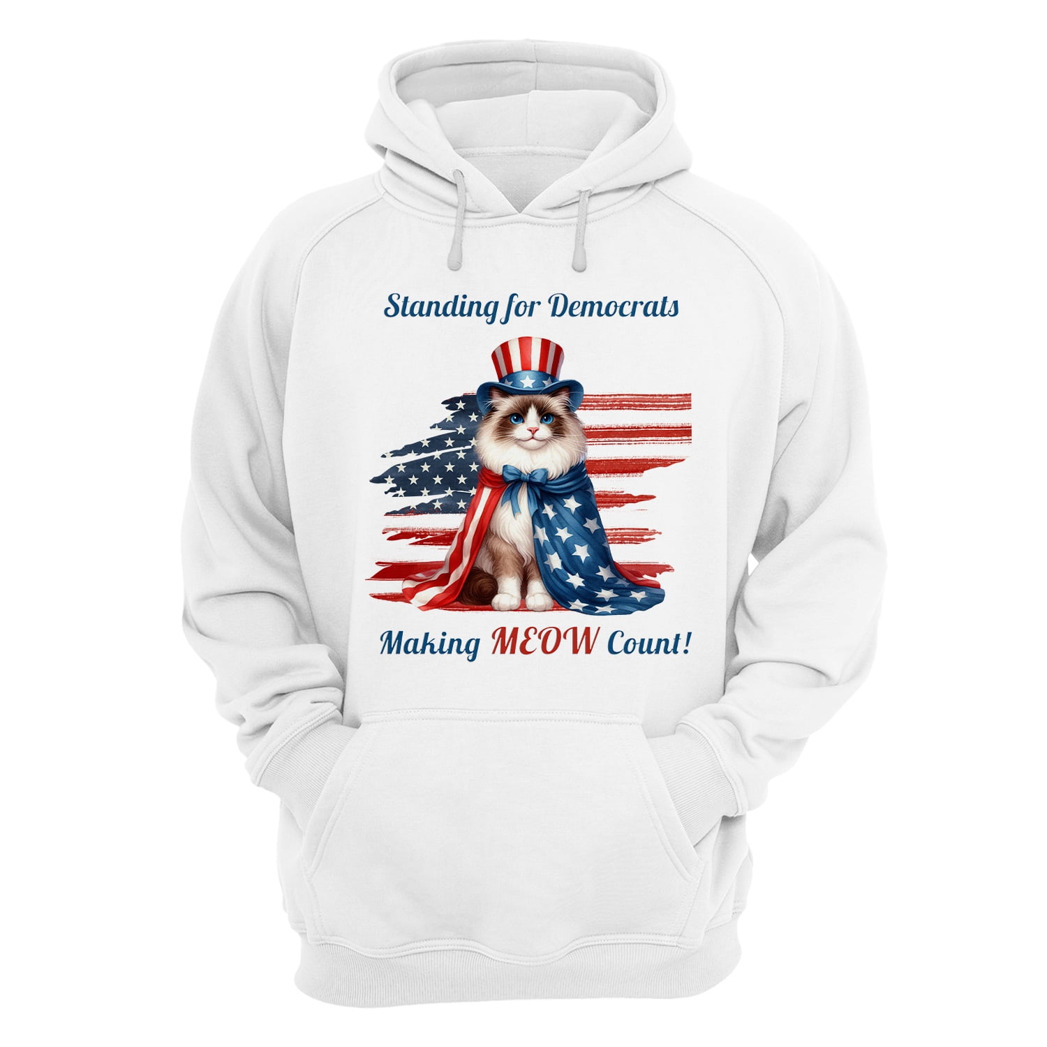 Democratic Ragdoll Cat Making Meow Count Election 2024 Hoodie Unisex ...