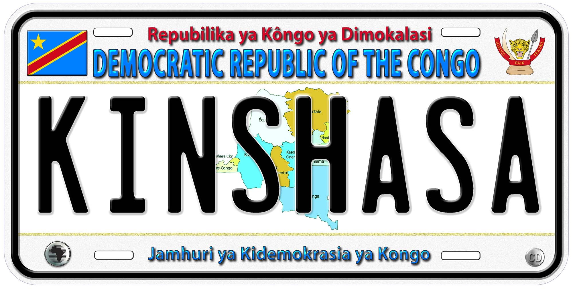 Democratic Republic of the Congo Kinshasa Custom Novelty Car License ...