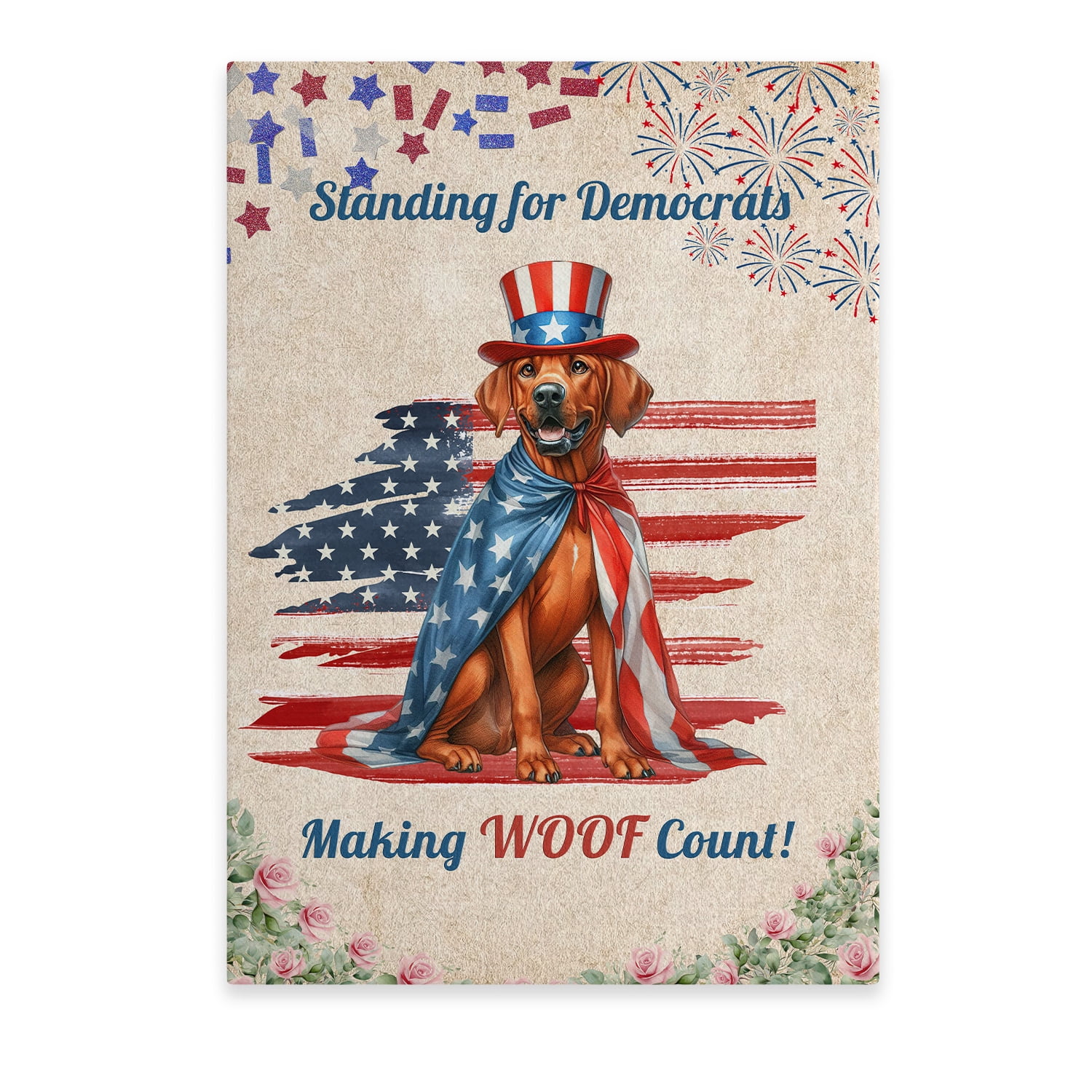 Democratic Rhodesian Ridgeback Making Woof Count Election 2024 Vertical ...