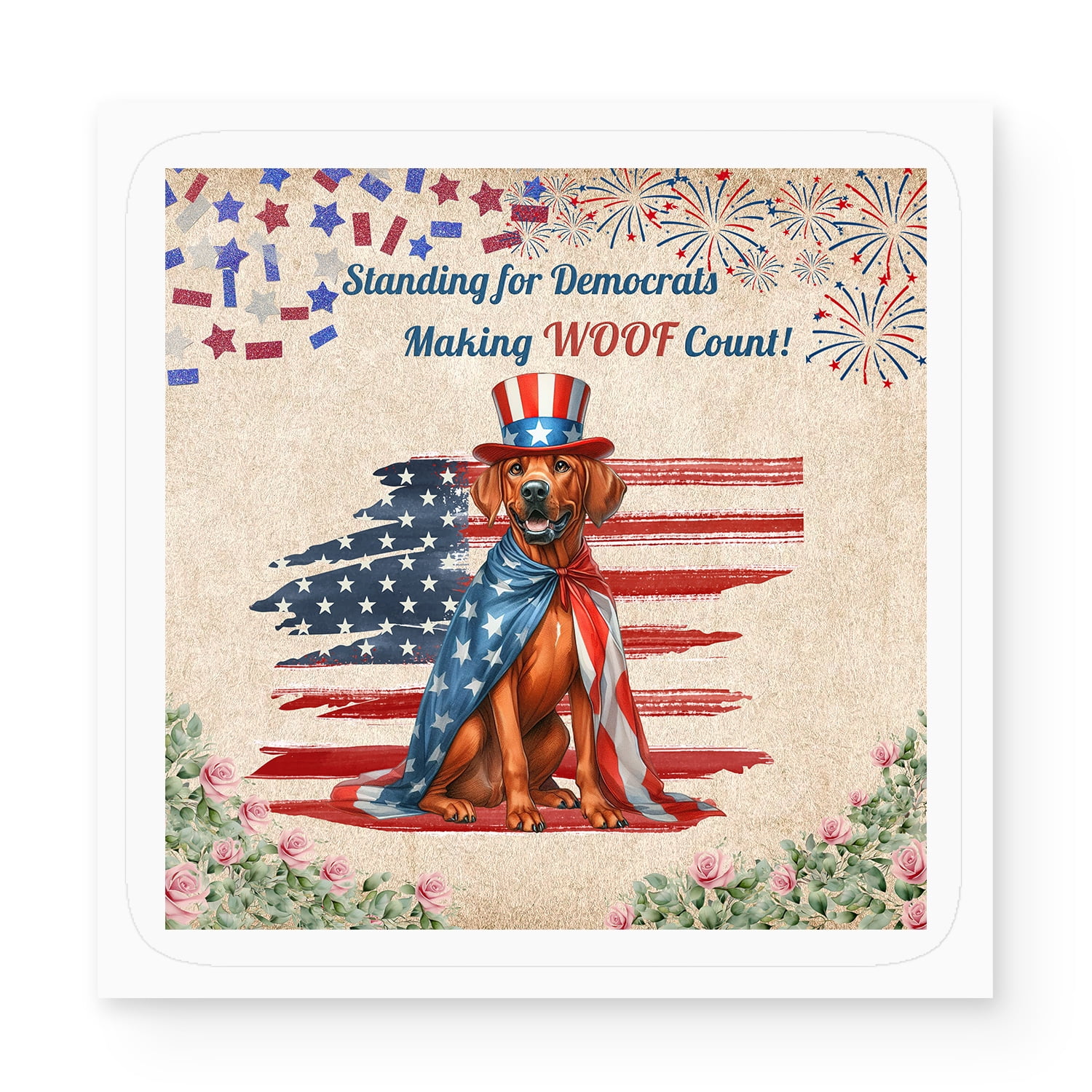Democratic Rhodesian Ridgeback Making Woof Count Election 2024 Vinyl ...