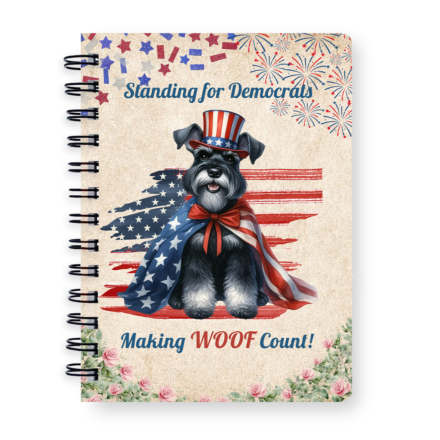 Democratic Schnauzer Making Woof Count Election 2024 Spiral Bound ...