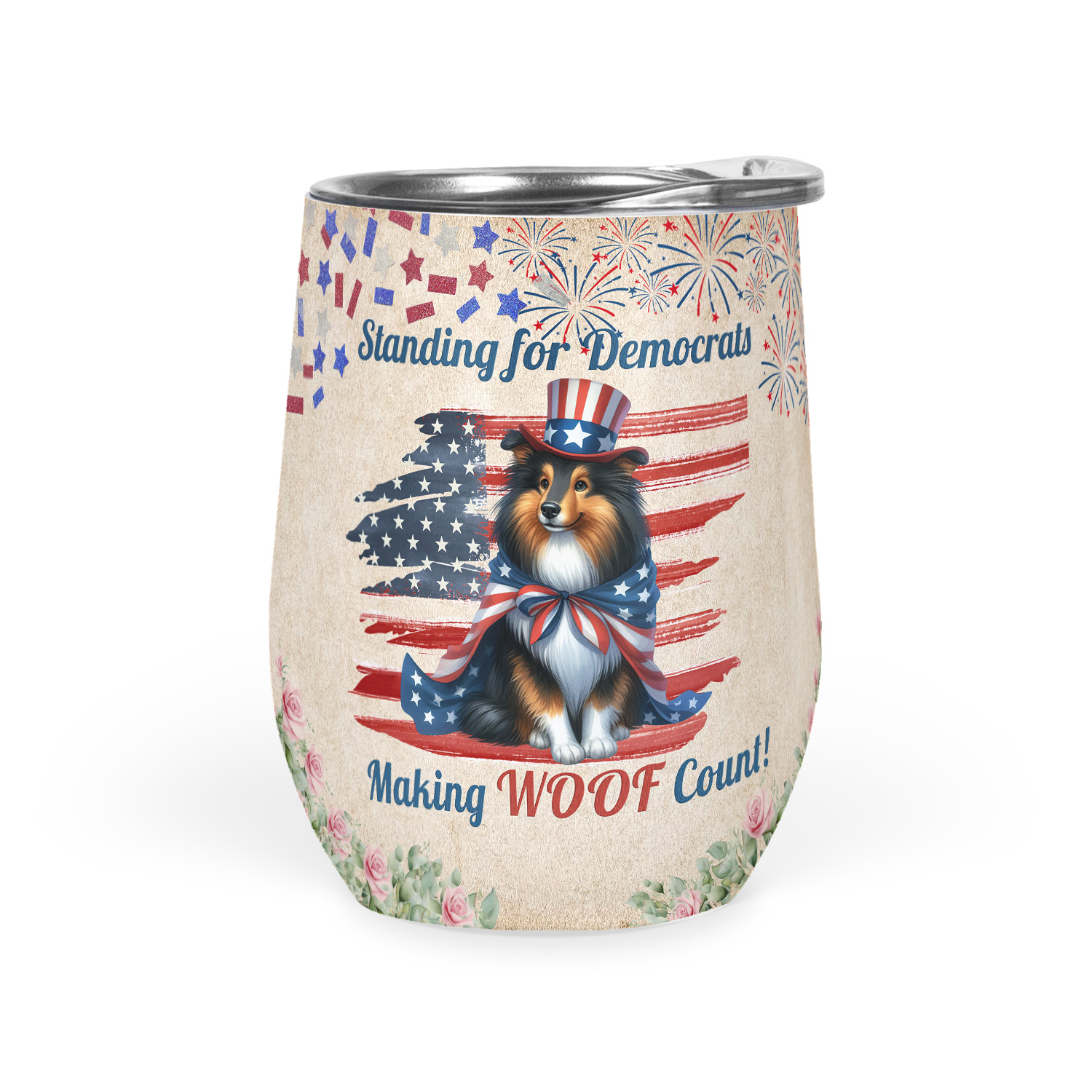 Democratic Shetland Sheepdog Making Woof Count Election 2024 12oz ...