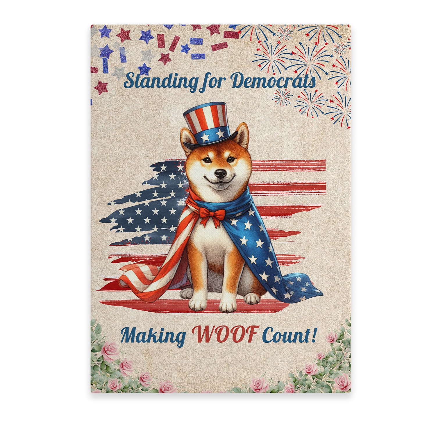 Democratic Shiba Inu Making Woof Count Election 2024 Vertical Matte ...