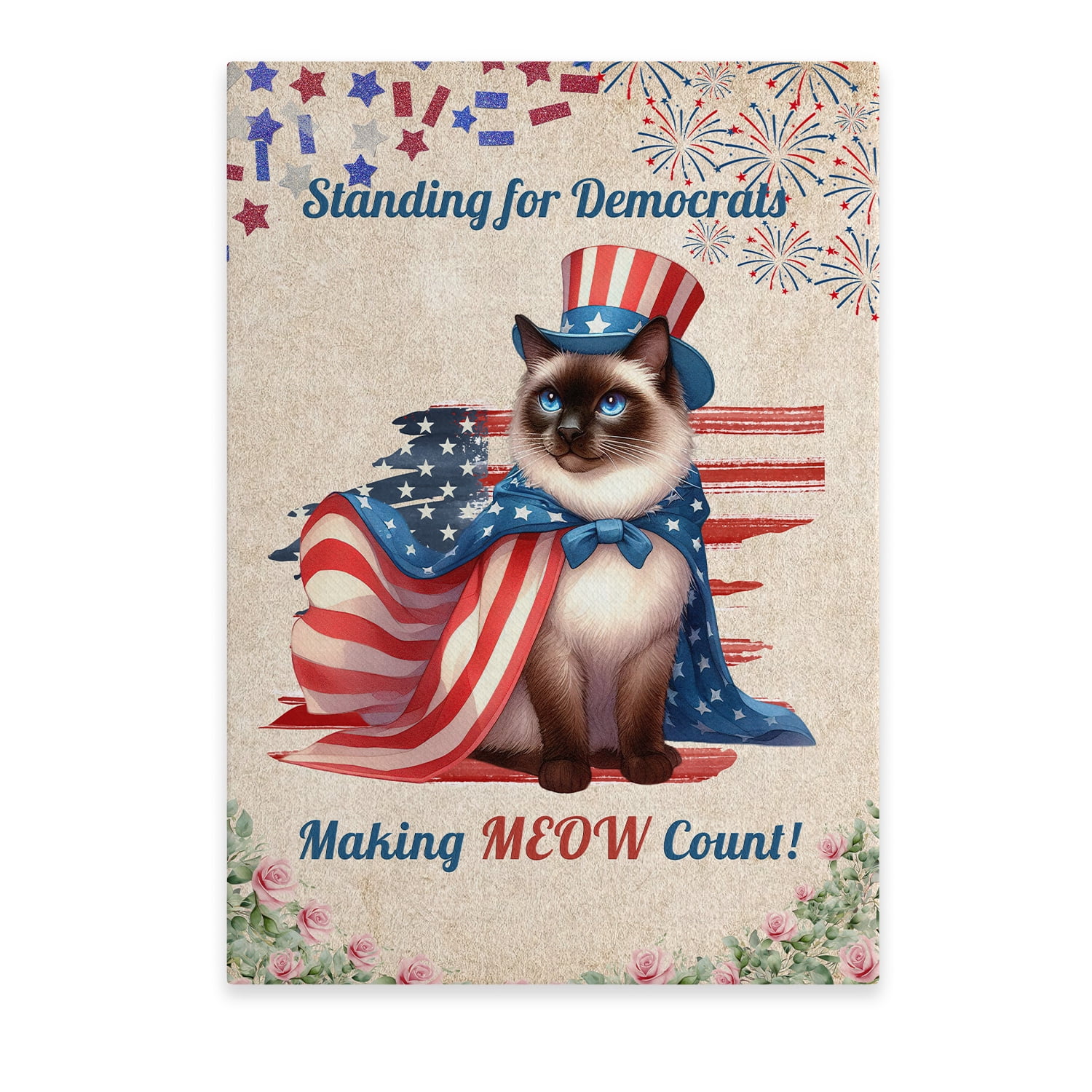 Democratic Siamese Cat Making Meow Count Election 2024 Vertical Matte ...