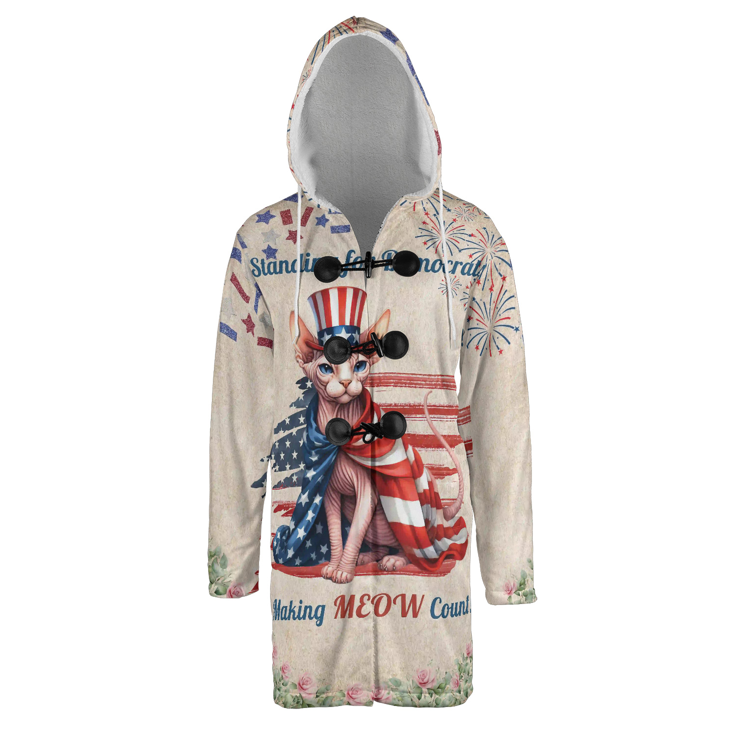 Democratic Sphynx Cat Making Meow Count Election 2024 All Over Print 3D ...