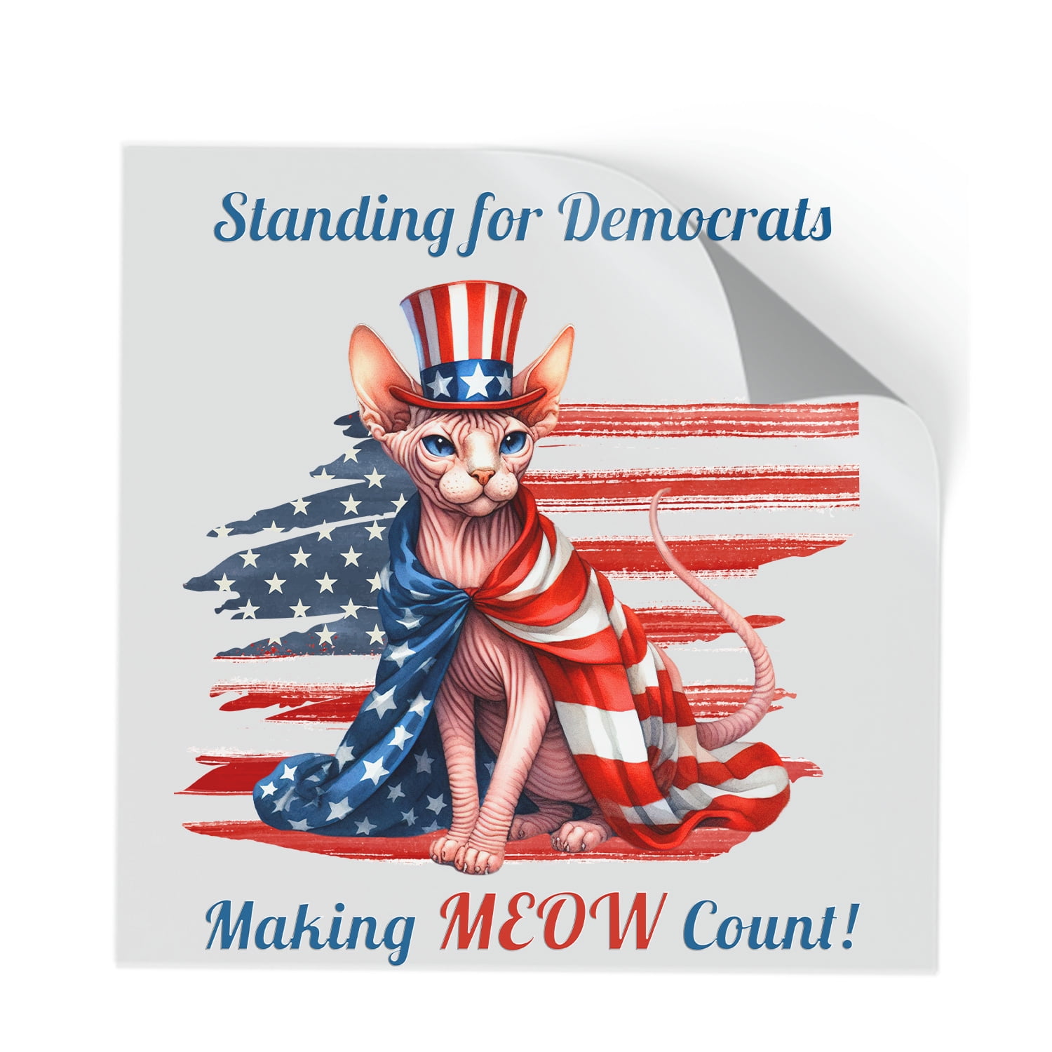 Democratic Sphynx Cat Making Meow Count Election 2024 Cutout Transfer ...