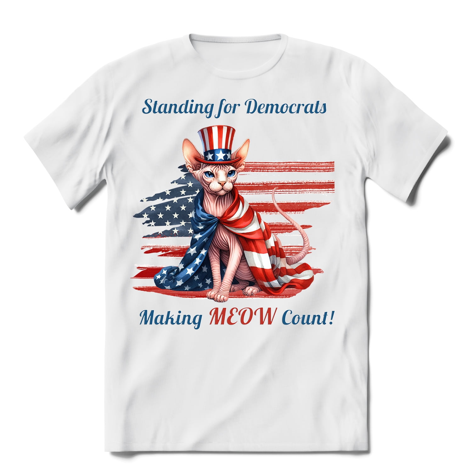Democratic Sphynx Cat Making Meow Count Election 2024 Shirt T-shirt ...