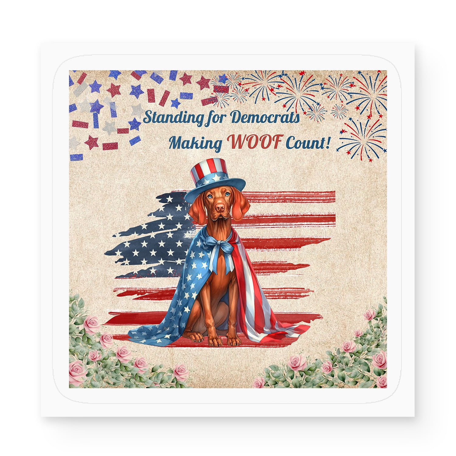 Democratic Vizsla Making Woof Count Election 2024 Vinyl Sticker Vizslas ...