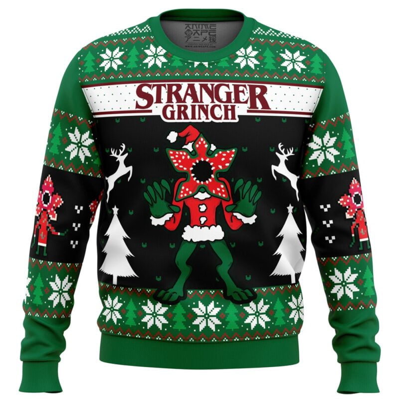 Demogorgon Stranger Grinch Stranger Things Ugly Christmas Sweater ...