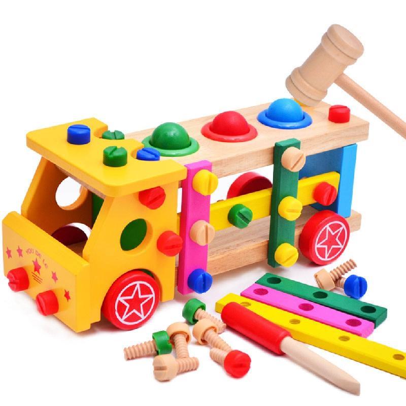 Demolition Car Toy Kids Wooden Toolbox Screw Assembly Toy Grasp Toy ...