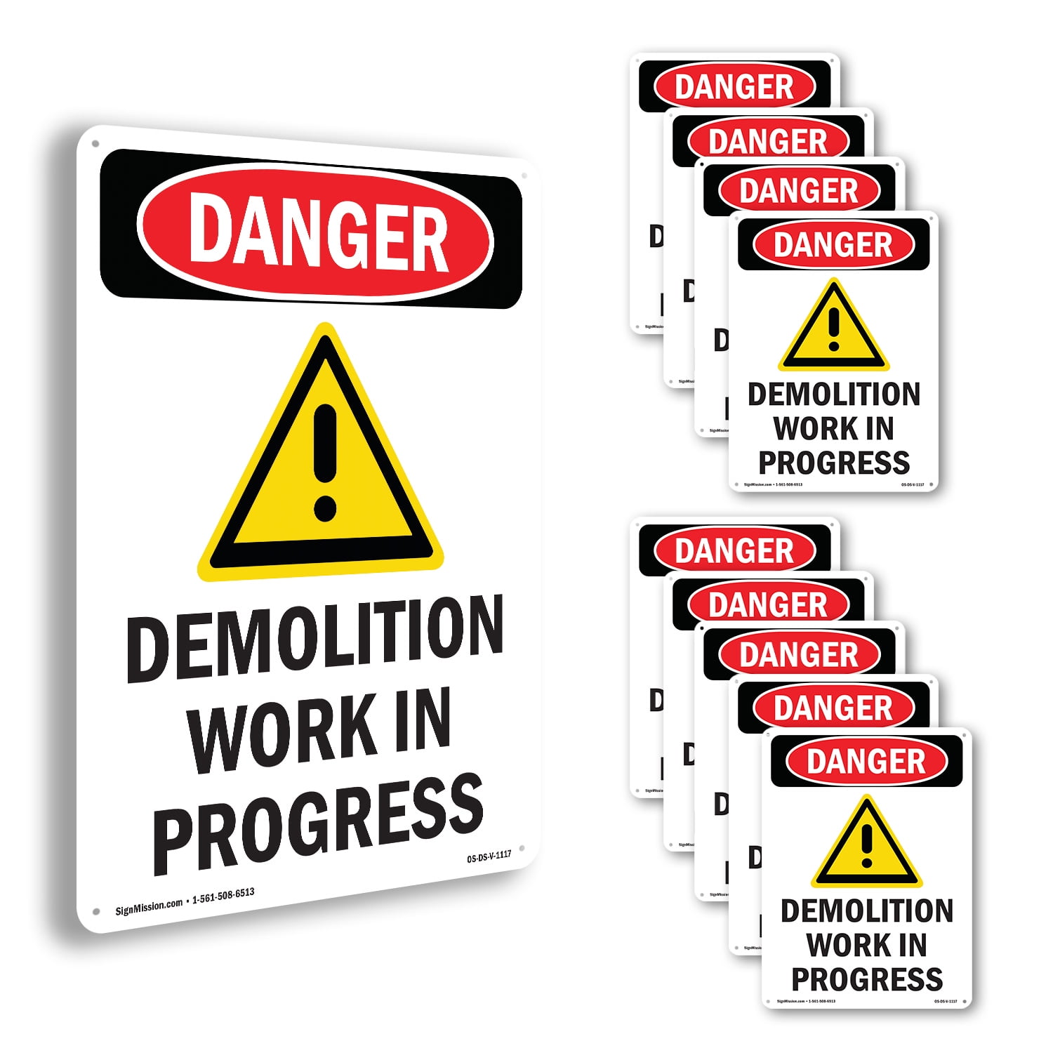 Demolition Work In Progress OSHA Danger Aluminum Sign 10 Inch x 7 Inch ...