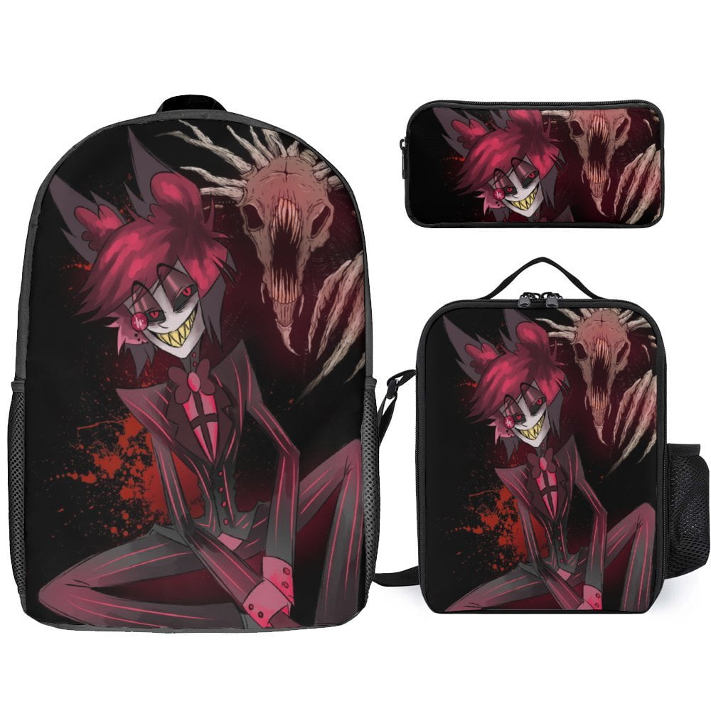 Demon Alastor Hazbin Hotel Backpack With Lunch Bag Pencil Case Set ...