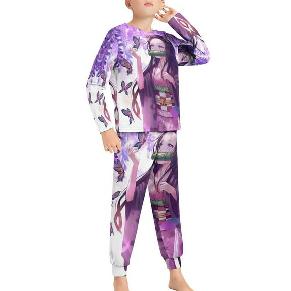 Demon Anime Slaye-,r Pajama Set Cartoon Sleepwear Pant Set Long Sleeve ...