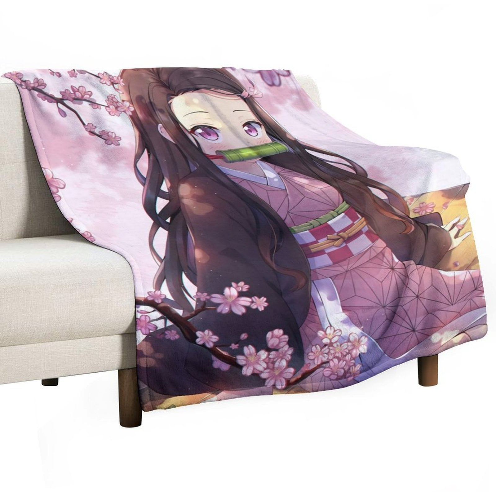 Demon Blanket Nezuko Flannel Throw Blankets Soft Pile Cozy Plush Throw ...