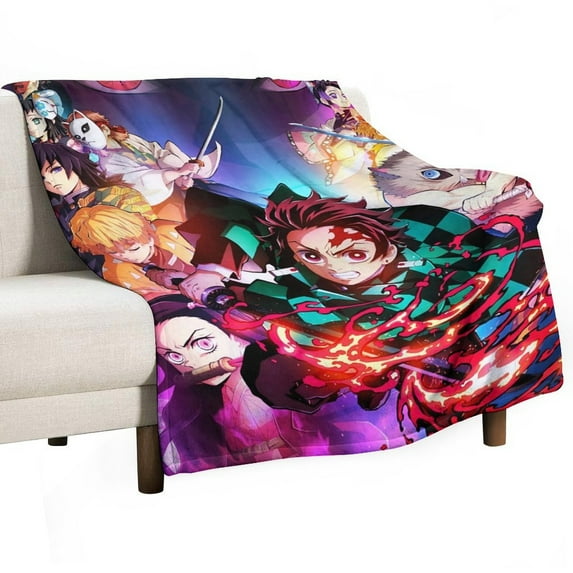 Demon Blanket Slayer Flannel Throw Blankets Soft Pile Cozy Plush Throw ...