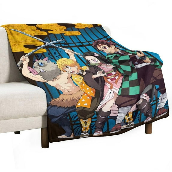 Demon Blanket Slayer Flannel Throw Blankets Soft Pile Cozy Plush Throw ...