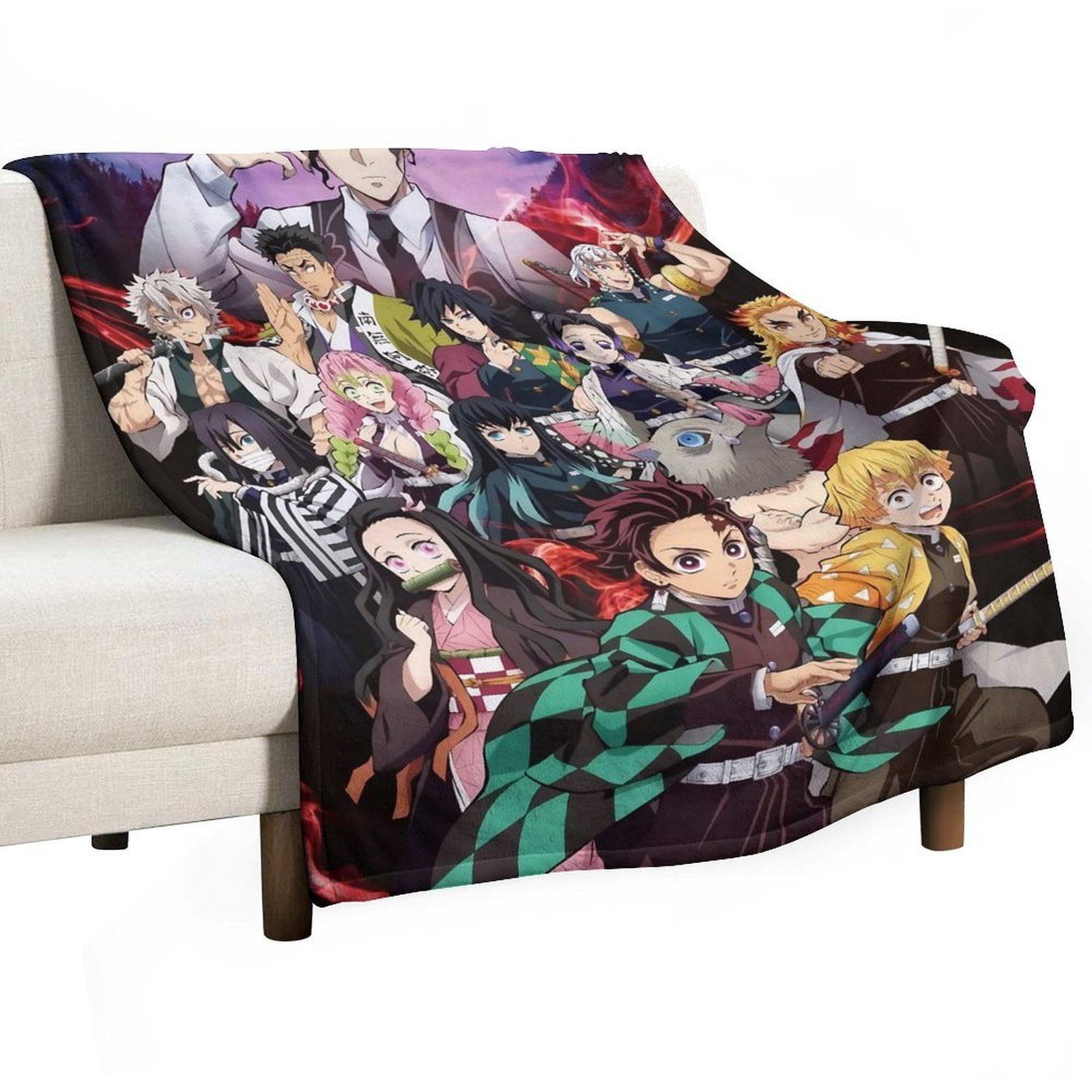 Demon Blanket Slayer Flannel Throw Blankets Soft Pile Cozy Plush Throw ...