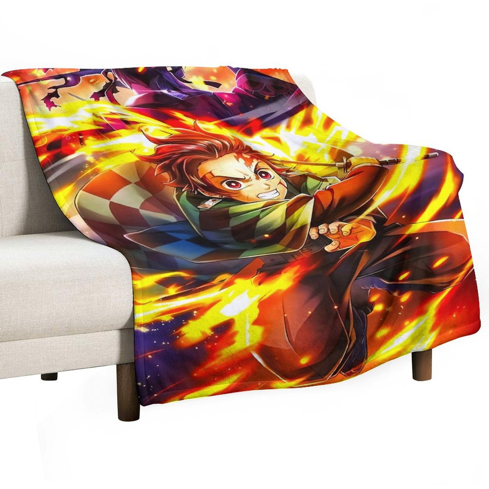 Demon Blanket Slayer Flannel Throw Blankets Soft Pile Cozy Plush Throw ...