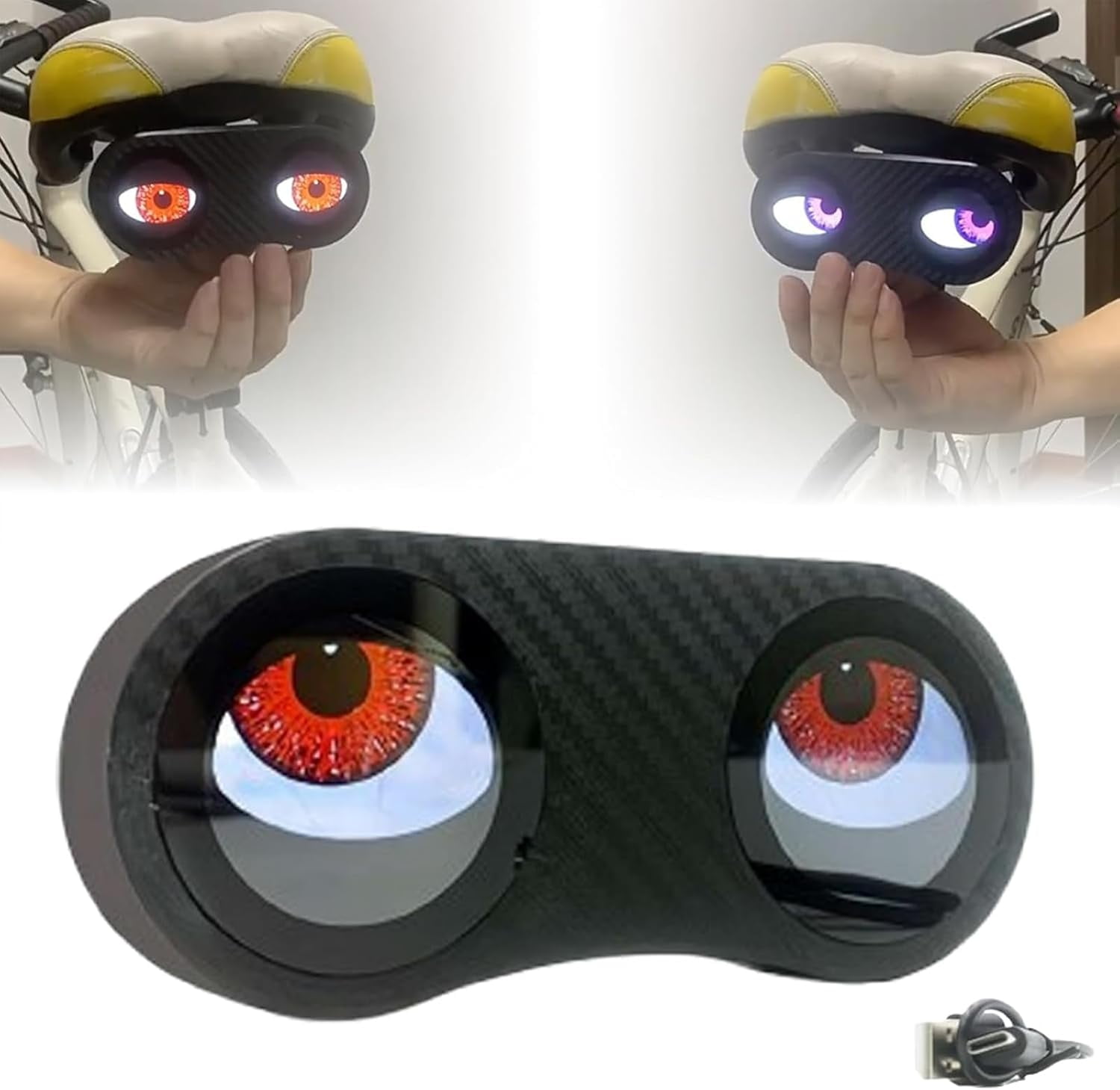 Demon Eyes Bike Tail Light, Programmable Eyes Rear Bike Lights, USB ...