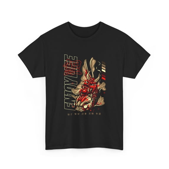 Demon Fish T-Shirt | Asian Design Graphic Tee, Enjoy Life Cotton T ...