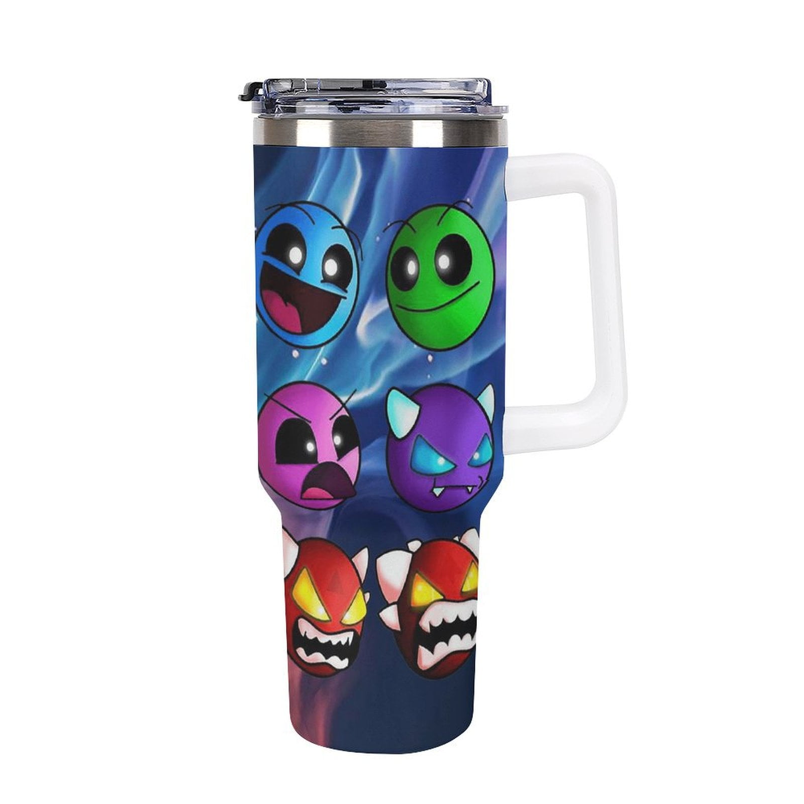 Demon Geometry Dash Car Cup Tumbler with Handle & Straw 40 Oz Cupholder ...