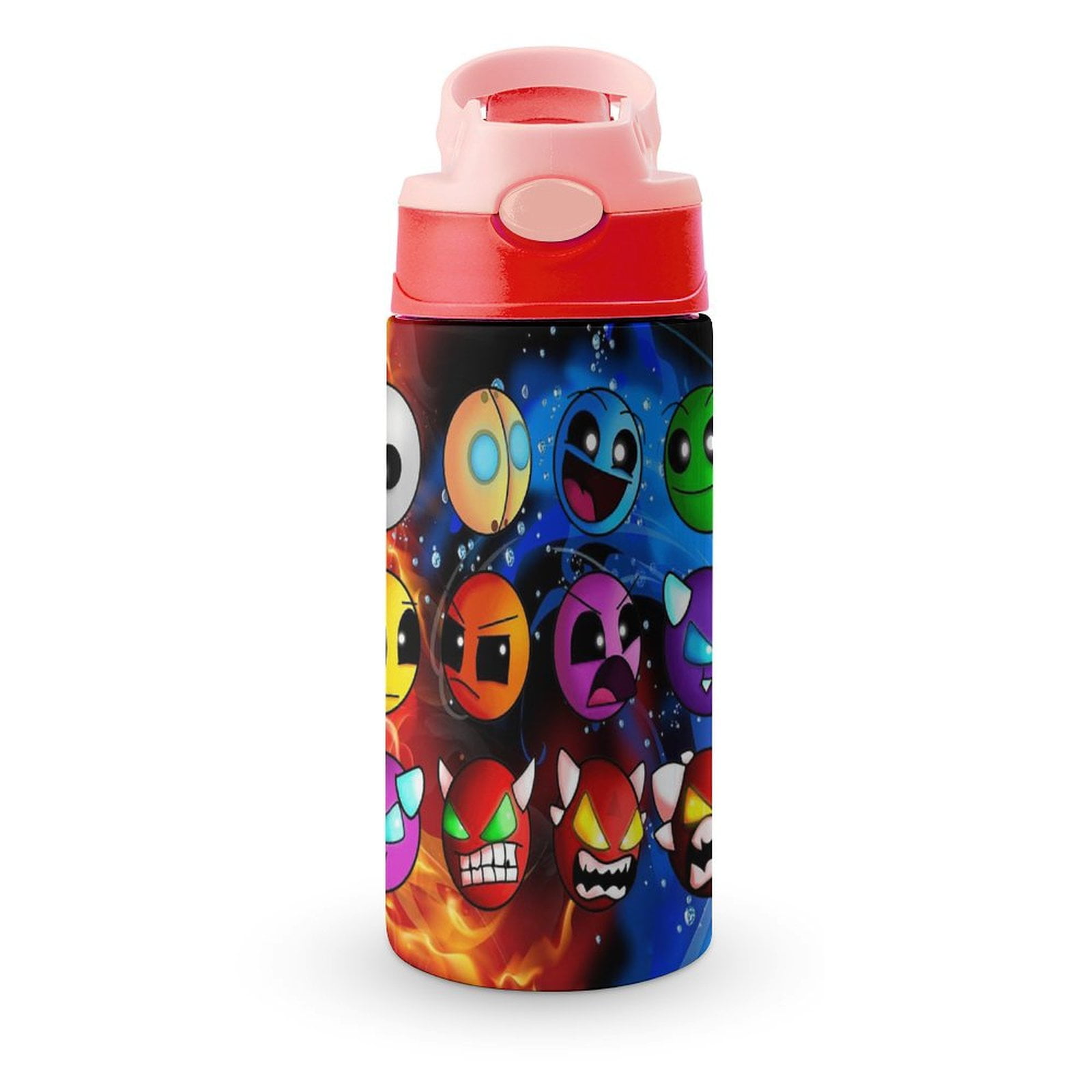 Demon Geometry Dash Insulated Stainless Steel Water Bottle with Straw ...