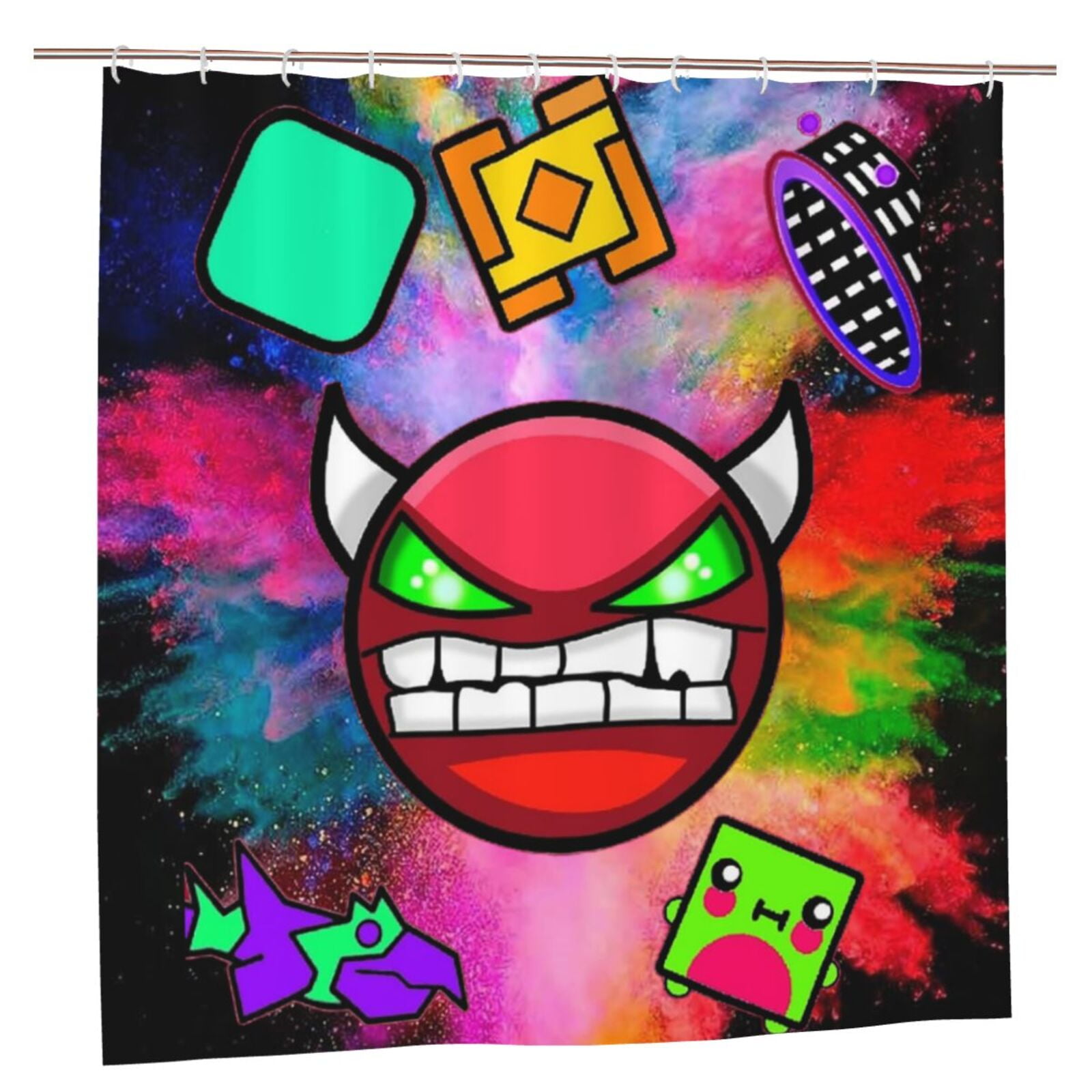 Demon Geometry Dash Shower Curtain 72x72 In With Snap In Liner ...