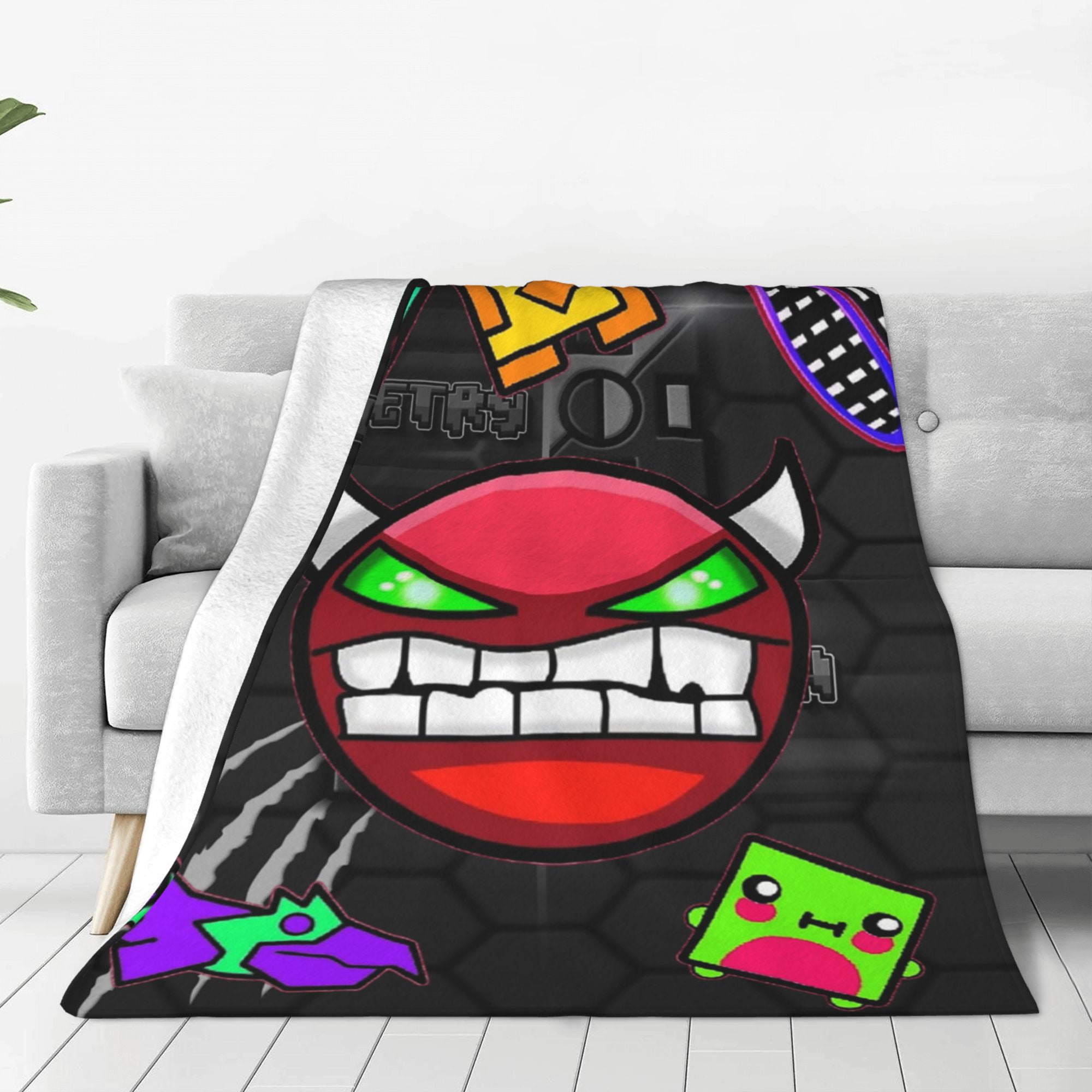 Demon Geometry Dash Soft Lightweight Bed Blankets Plush Fuzzy Cozy ...