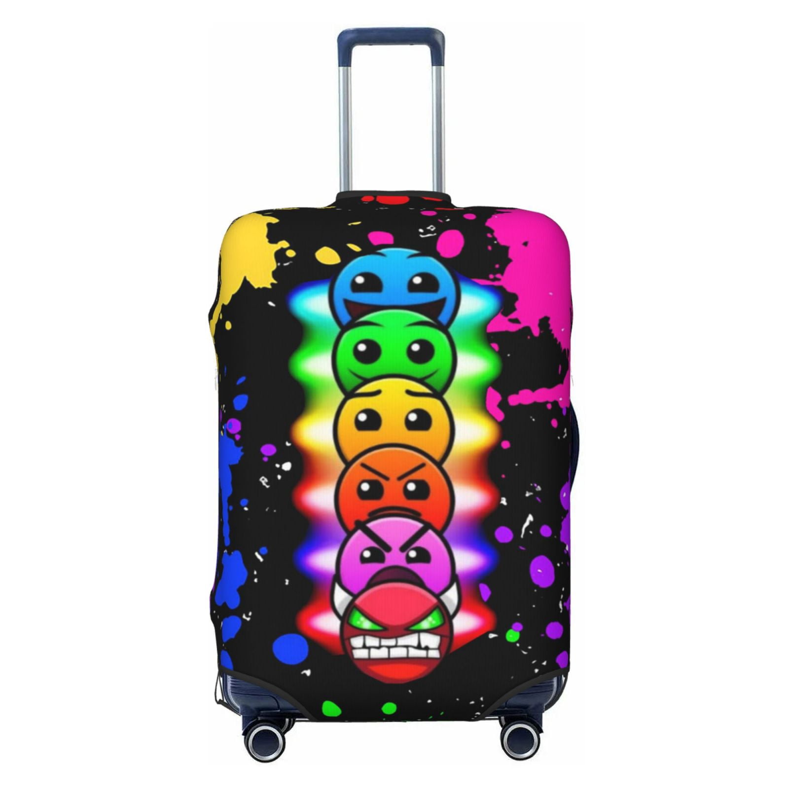 Demon Geometry Dash Suitcase Cover Elastic Washable Luggage Protector ...