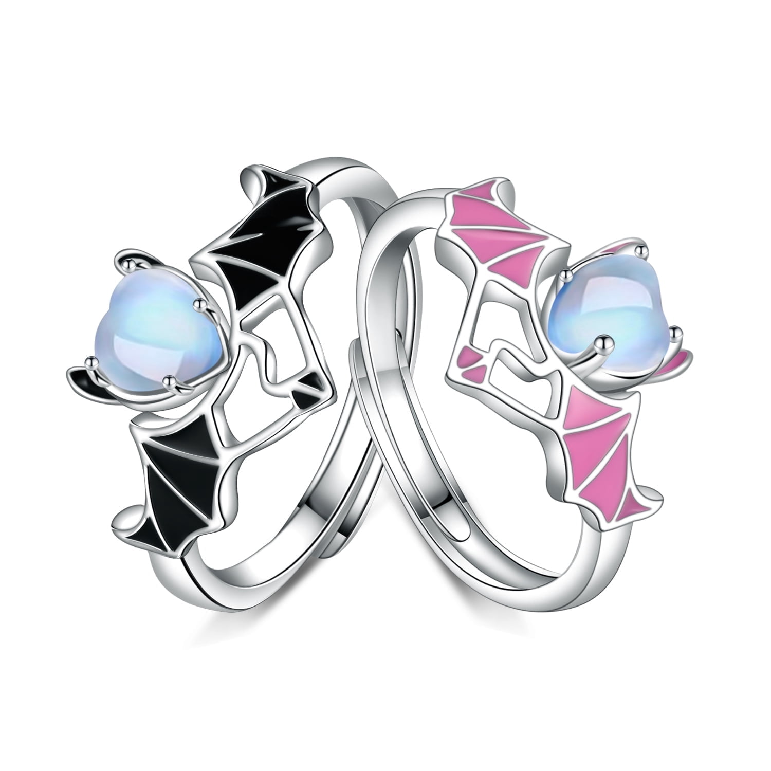 Demon Heart Matching Rings Couple Rings Set Best Friend Open Ring ...