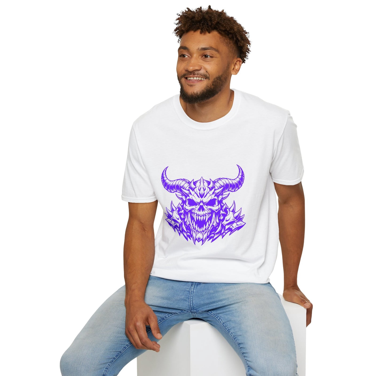 Demon Horn Skull Gothic Horror Hell Monster Fanged Bone Unisex ...