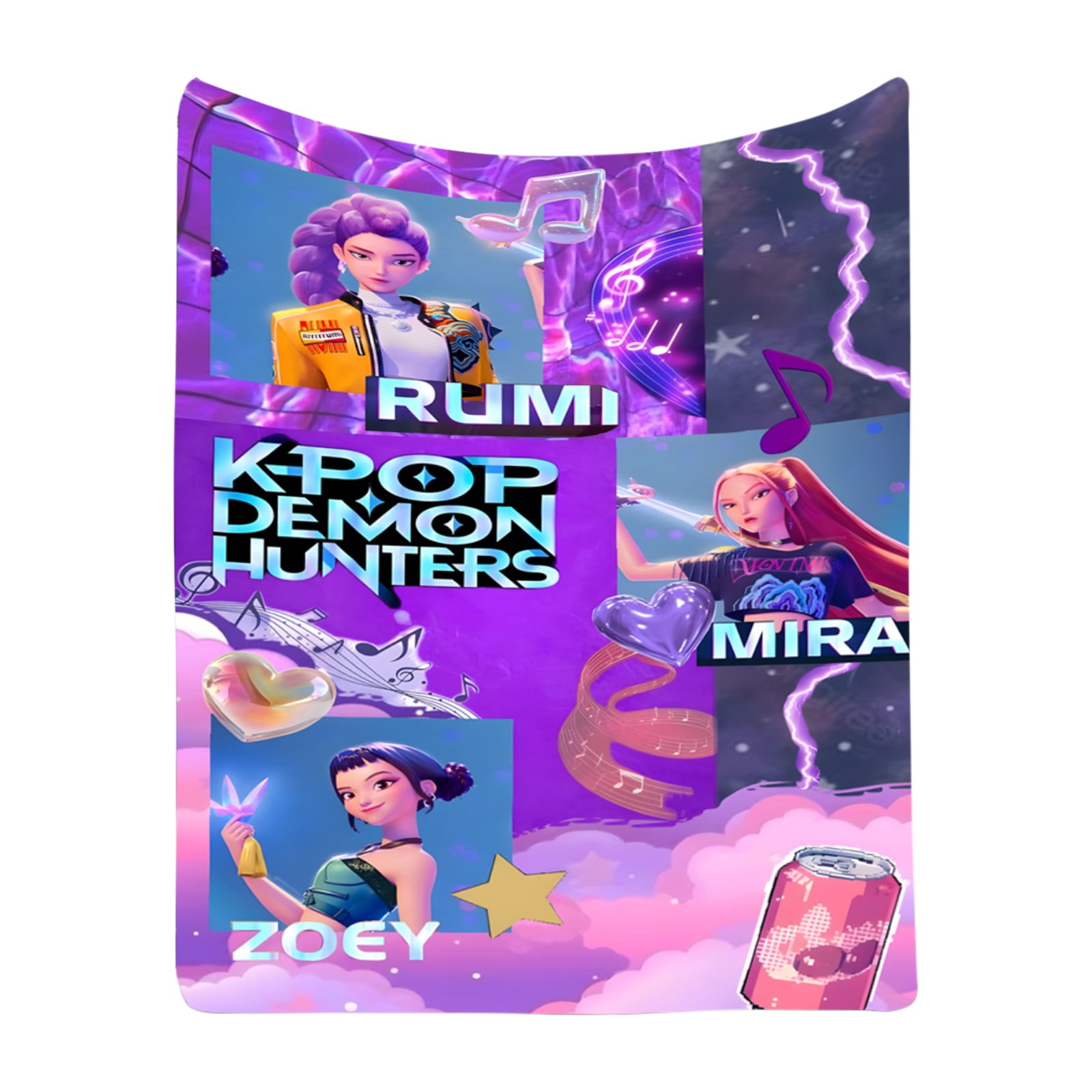 Demon Hunters Design Soft Fleece Throw, Pop Stars Cozy Anime Gamer ...