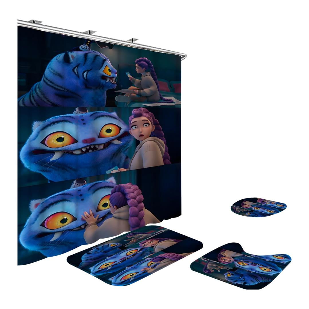 Demon Hunters Kpop Character Print 4-Piece Bathroom Set, Flannel Fabric ...