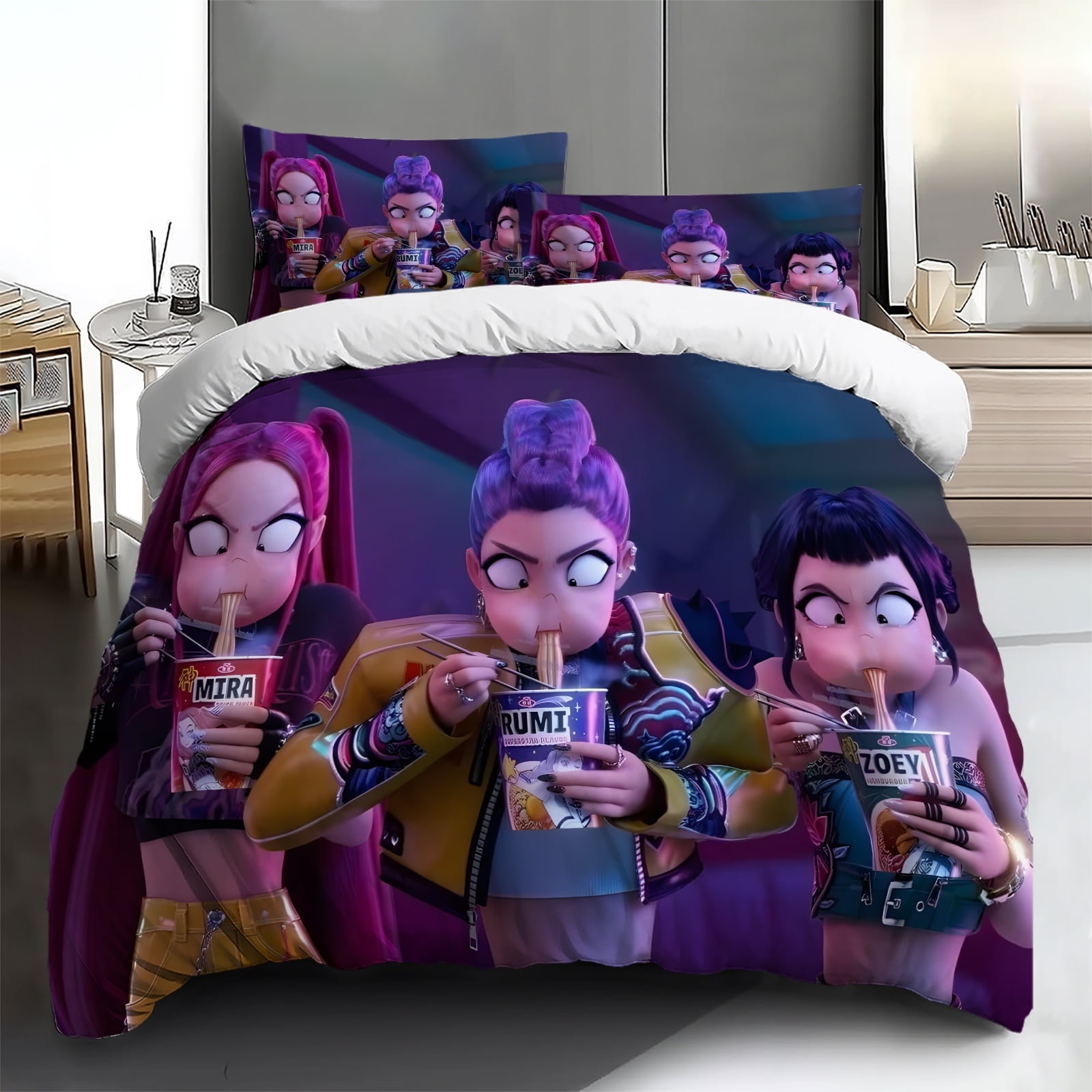 Demon Hunters Pop Kpop Stars Pop Singers 3-Piece Duvet Cover Set ...