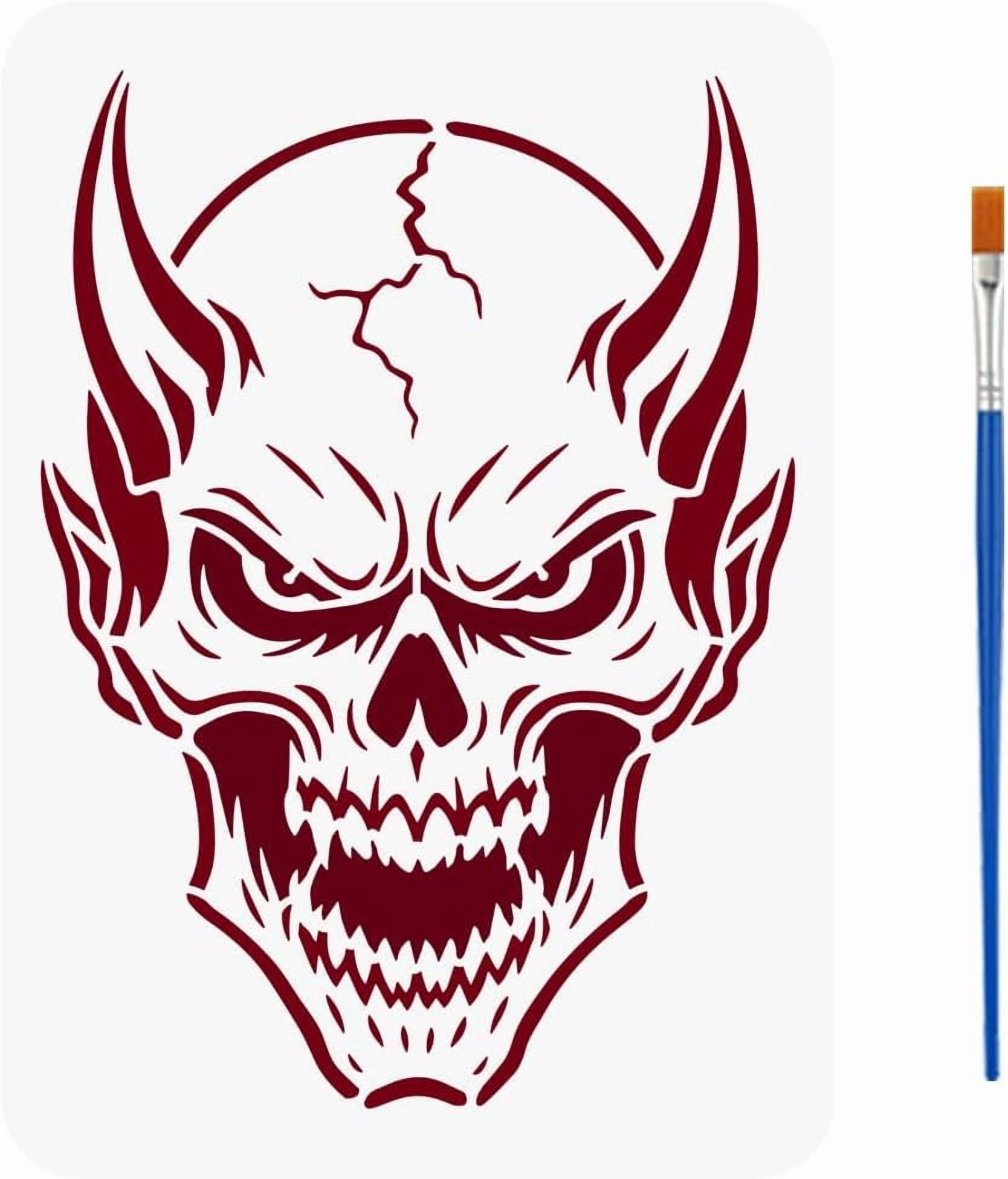 Demon Painting Stencil with Brush 8.3x11.7inch Demon Drawing Template ...