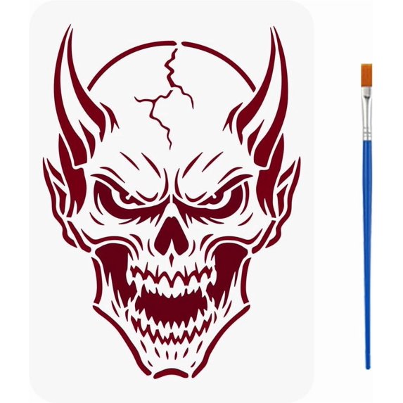 Demon Painting Stencil with Brush 8.3x11.7inch Demon Drawing Template ...