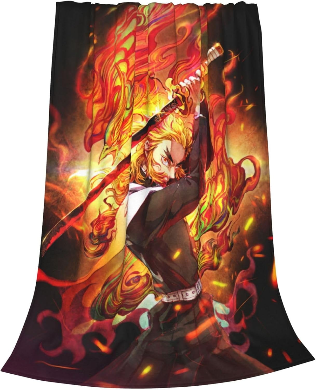 Demon Rengoku Kyoujurou Flannel Blanket Soft Cozy Microfiber Fluffy ...