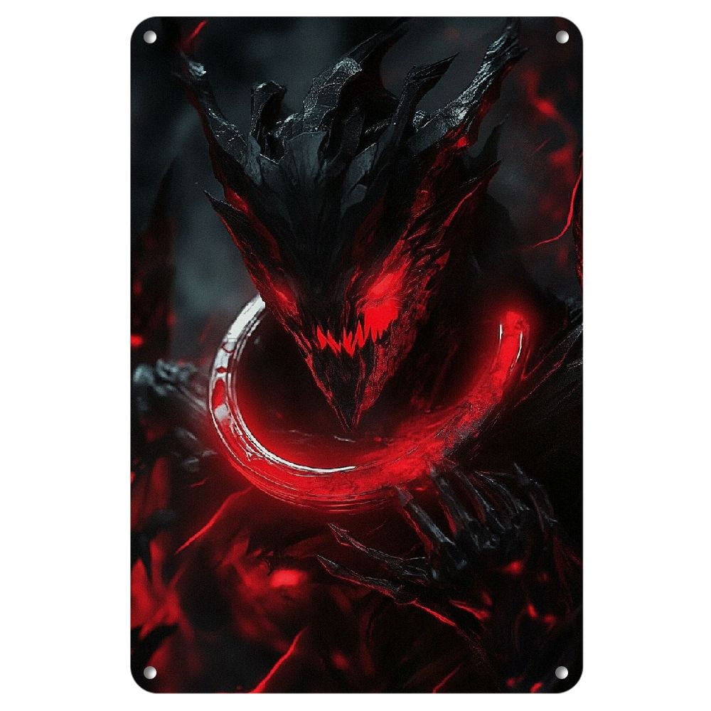 Demon Samurai Anime Metal Wall Art - 8x12" Iron Painting with Red ...