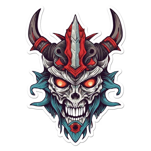 Demon Skull Horns Sticker Phone Decal Water Bottle Stickers Car Decals ...