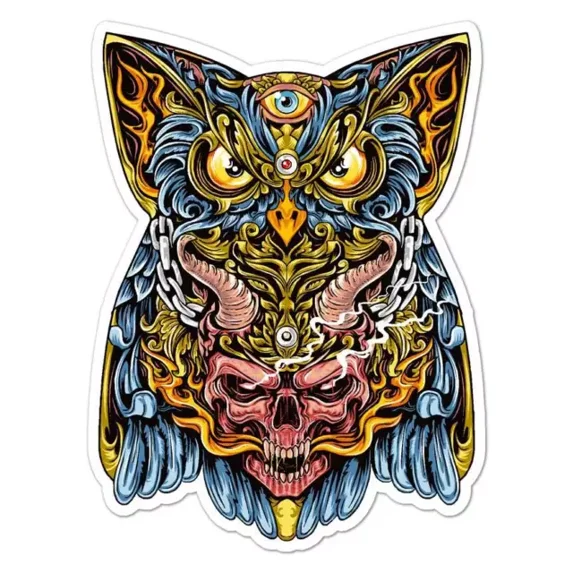 Demon Skull Mask Owl Sticker Indoor Outdoor Phone Decal Water Bottle ...
