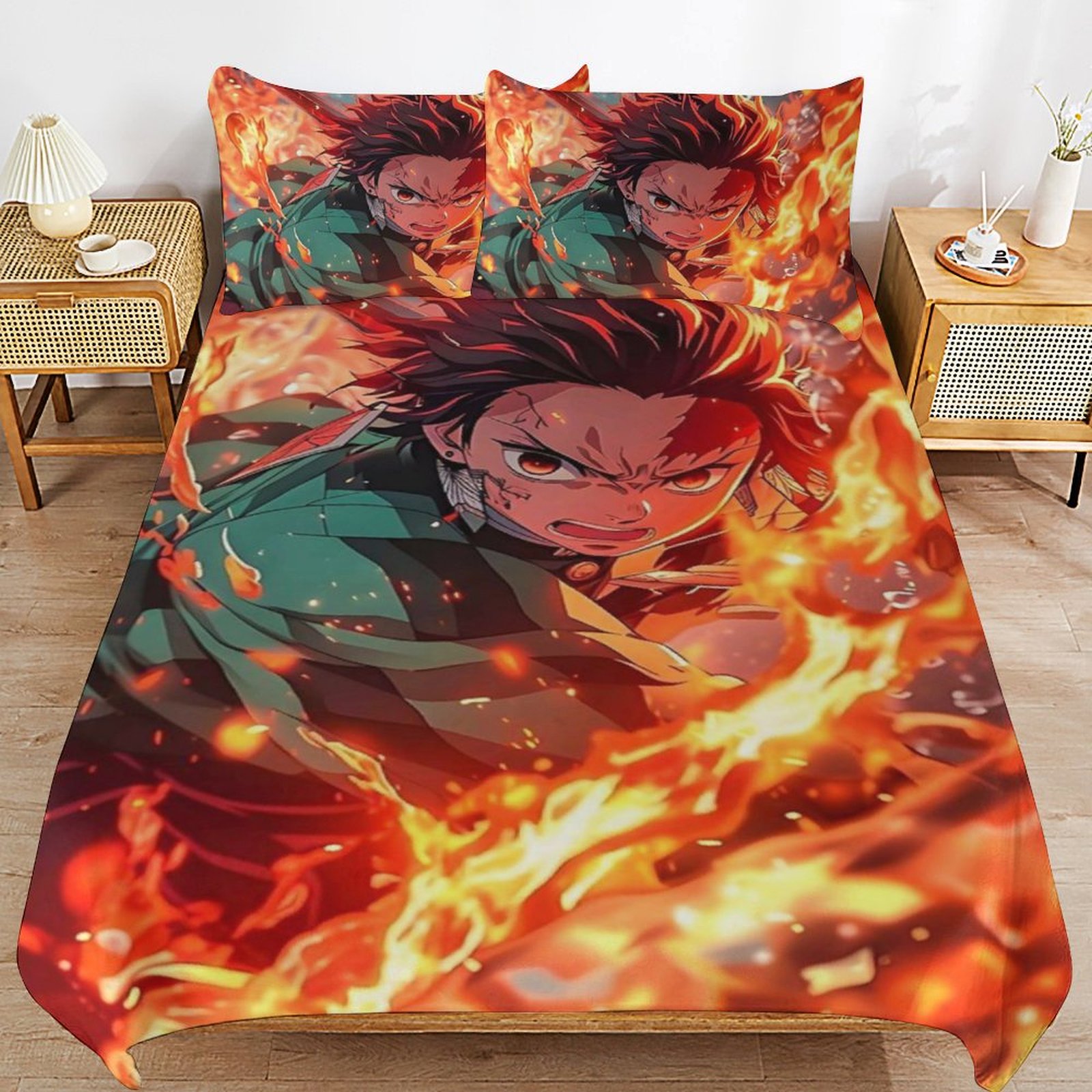 Demon Slayer 3-Piece Bedding Set Double-sided Printing Duvet Cover Set ...