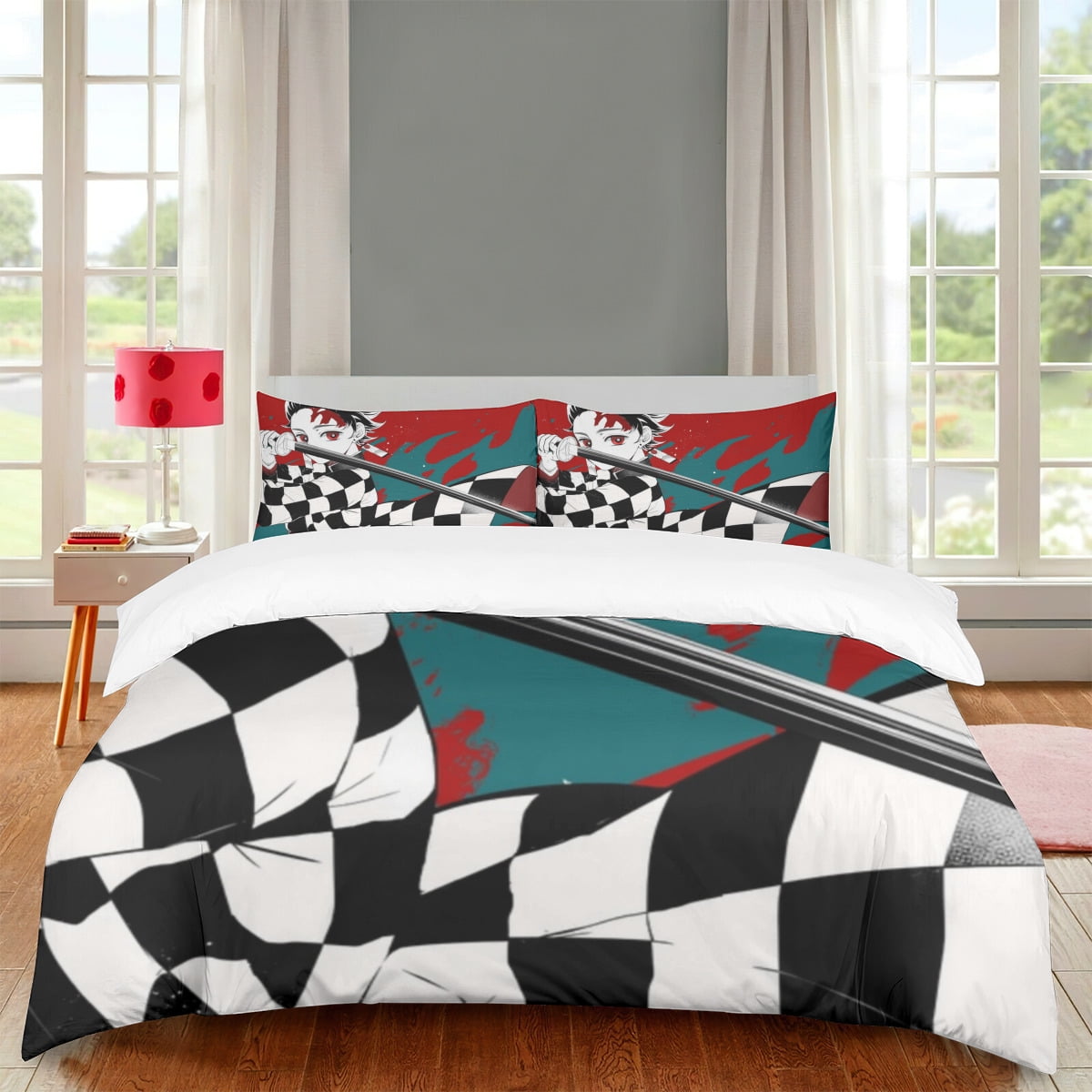 Demon Slayer 3 Piece Sheet Set Breathable Duvet Cover with 1 Duvet ...