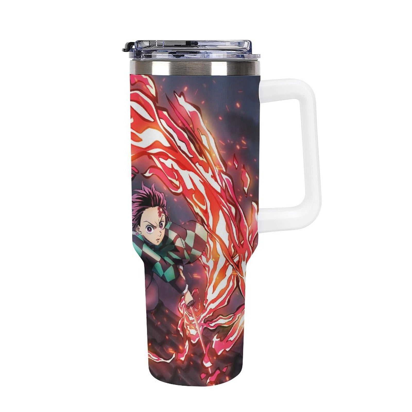 Demon Slayer 40 Oz Tumbler With Handle And Straw, Stainless Steel ...