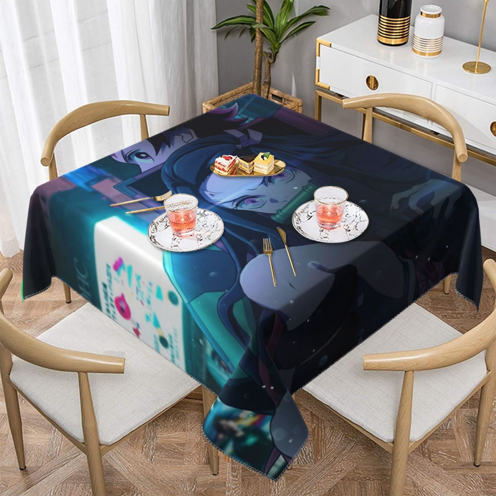Demon Slayer 55 X 55 Inch Square Tablecloth,Stain And Wrinkle Resistant ...