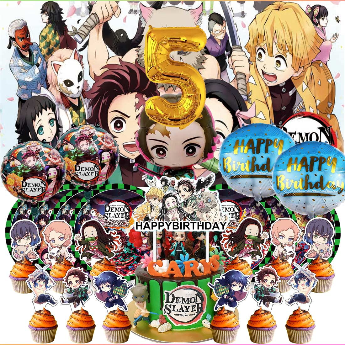 Demon Slayer 5th Tableware Balloons Cake Toppers Backdrop Banner ...