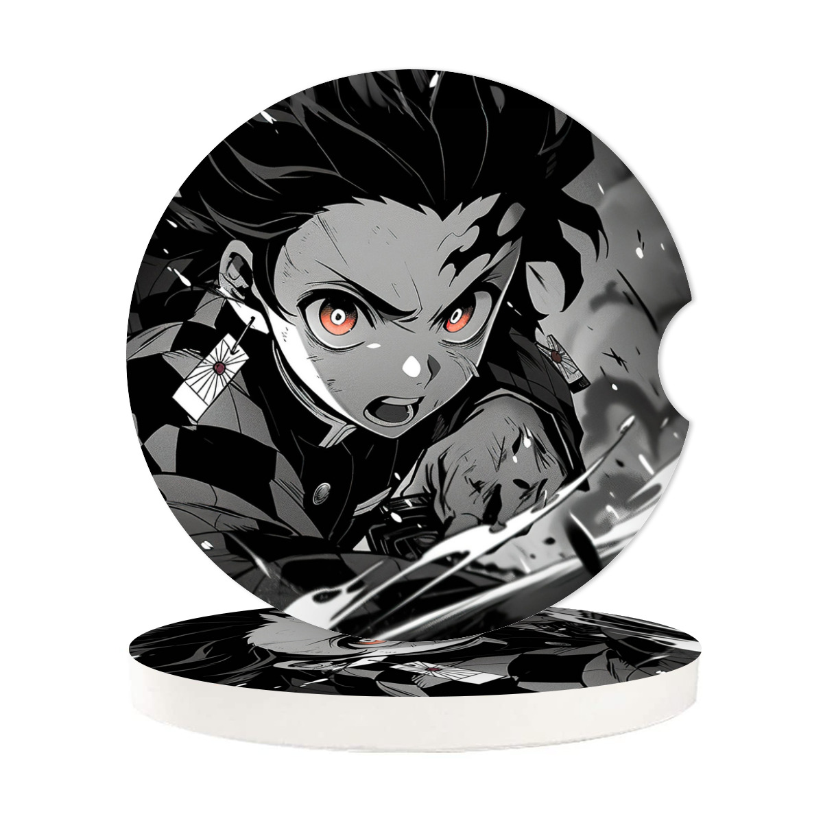 Demon Slayer Absorbent Car Coasters, Cup Holders, Cork Base Beverage ...