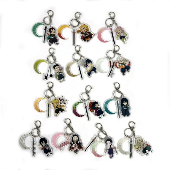 Demon Slayer Acrylic Keychains,Anime Character Key Ring Set for Fans ...