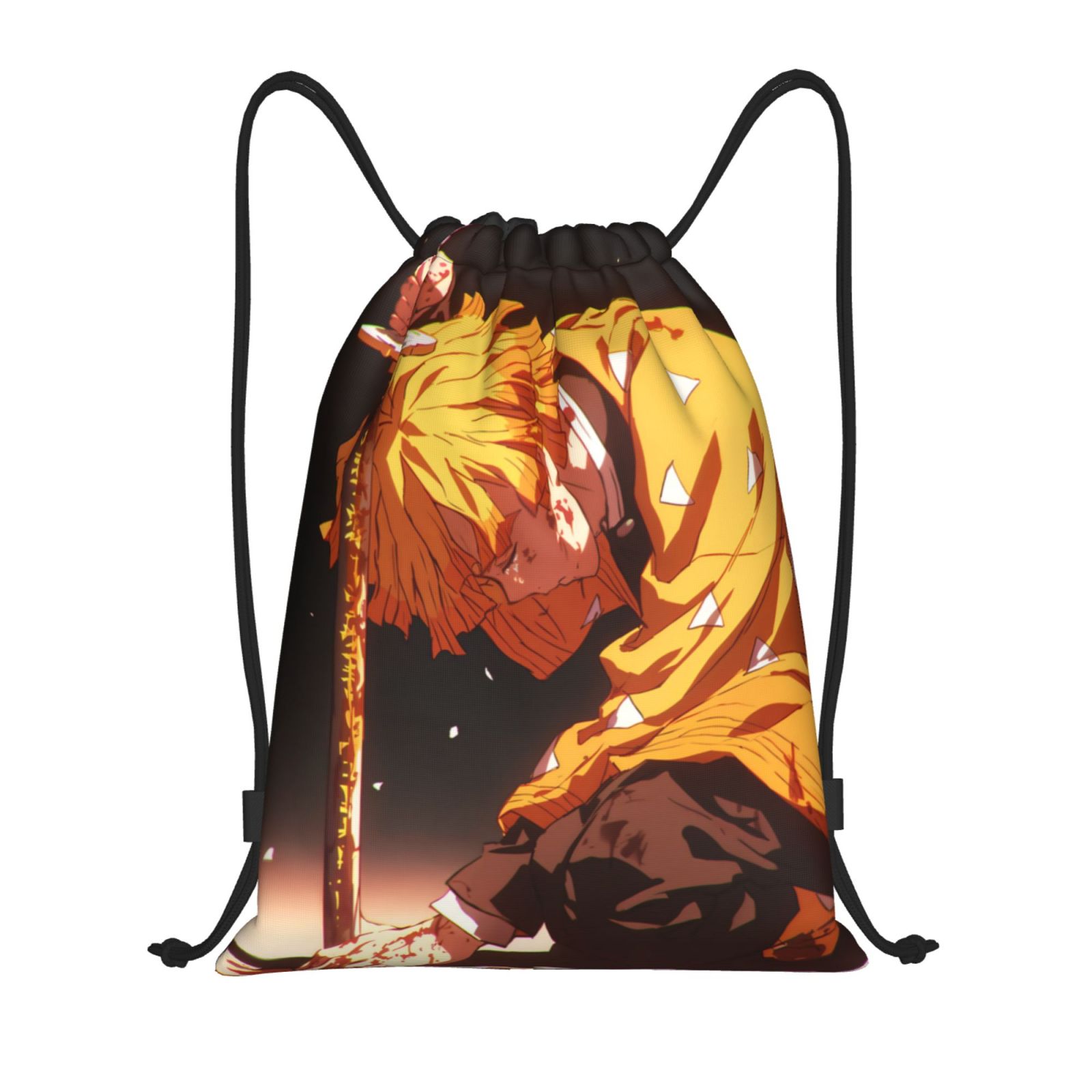 Demon Slayer Agatsuma Zenitsu Drawstring Backpack Sports Gym Sackpack ...