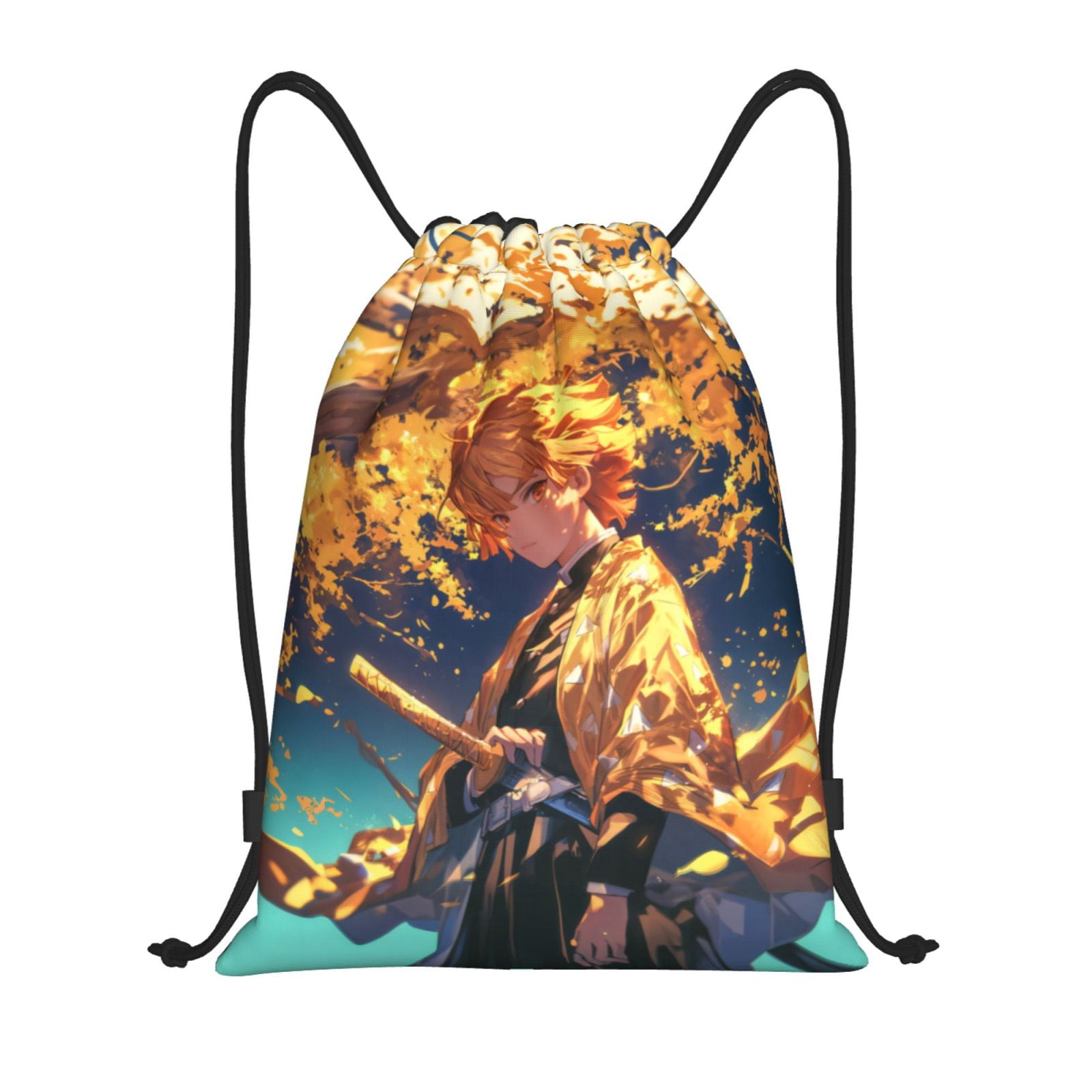 Demon Slayer Agatsuma Zenitsu Drawstring Backpack Sports Gym Sackpack ...